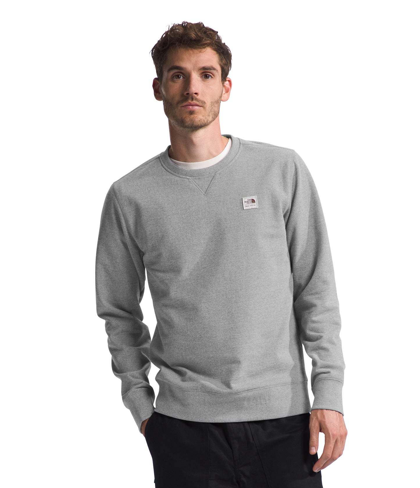 Men's Heritage Patch Crew TNF Medium Grey Heather TNF White – Quarks Shoes